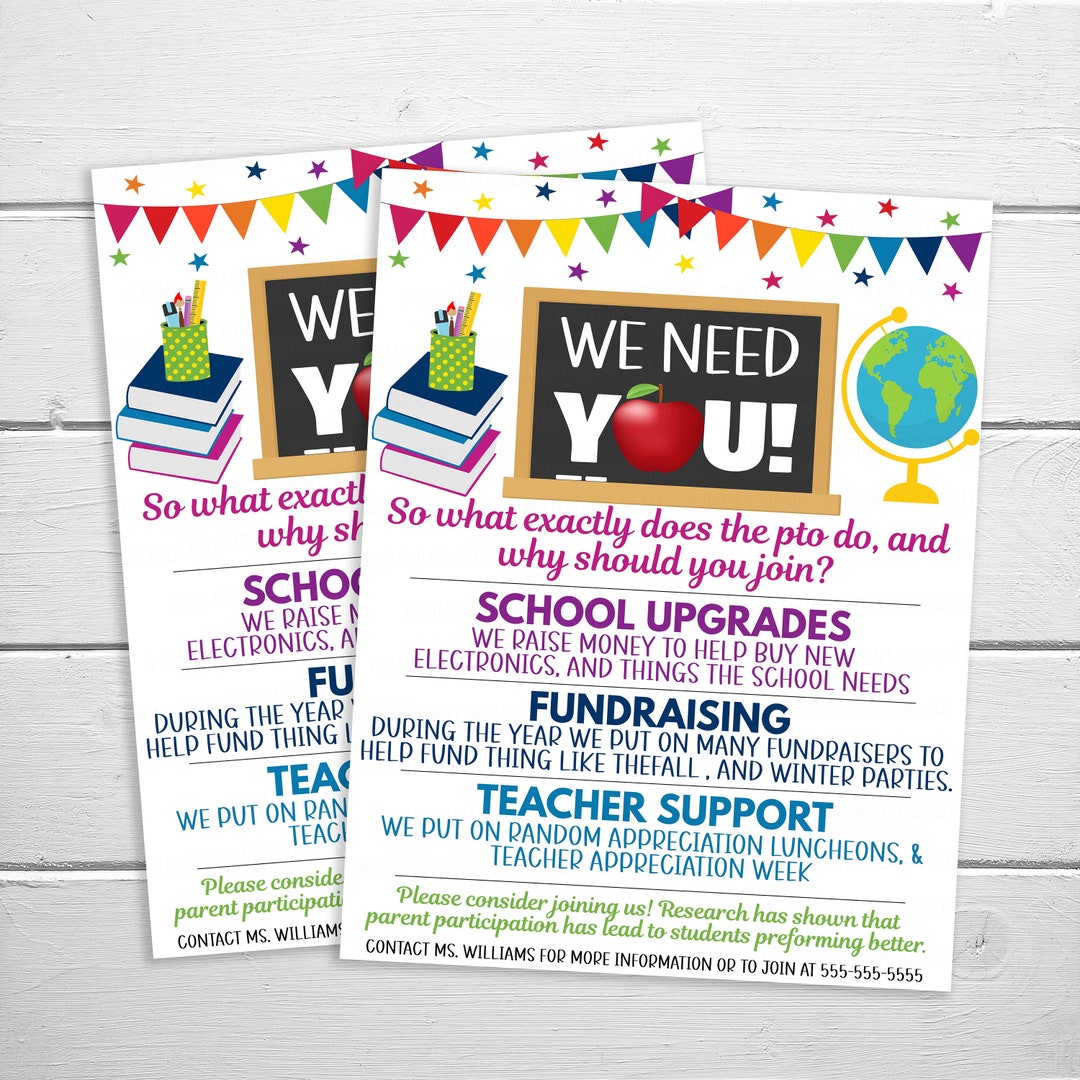 PTO PTA Flyer, Editable Printable Informational Form, Did You Know the ...