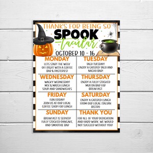 Editable Halloween Employee Appreciation Week Itinerary Flyer, Theme ...