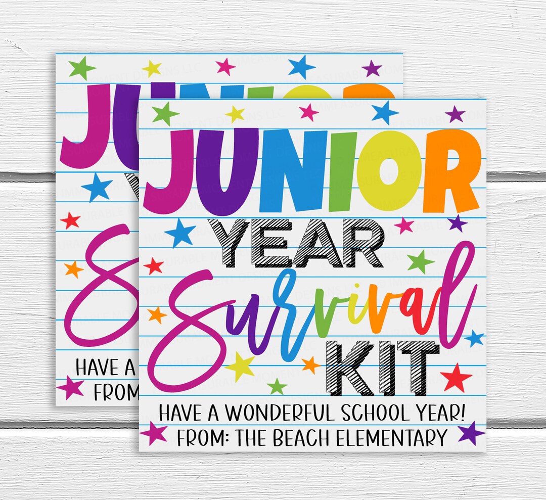 Junior Survival Kit Gift Tag, 11th Grade Year High School, Printable ...