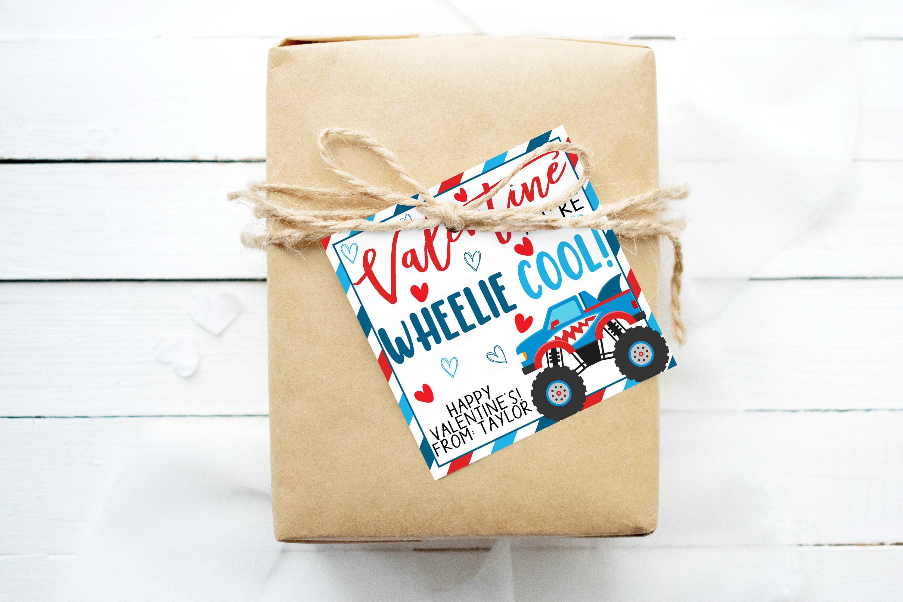 Valentine Monster Truck Gift Tags, Editable Truck Tag, Valentine You're ...