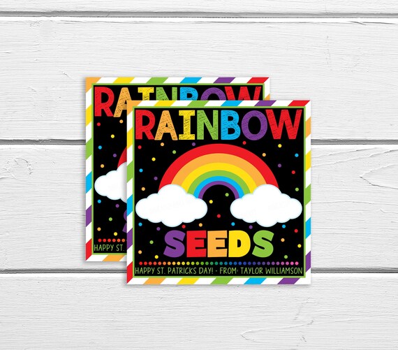 St Patrick's Day Gift Tag, Rainbow Seeds, St. Patricks Day Game ...