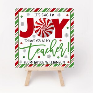 Christmas Teacher Gift Tags, Peppermint Candy Joy to Have You as My ...
