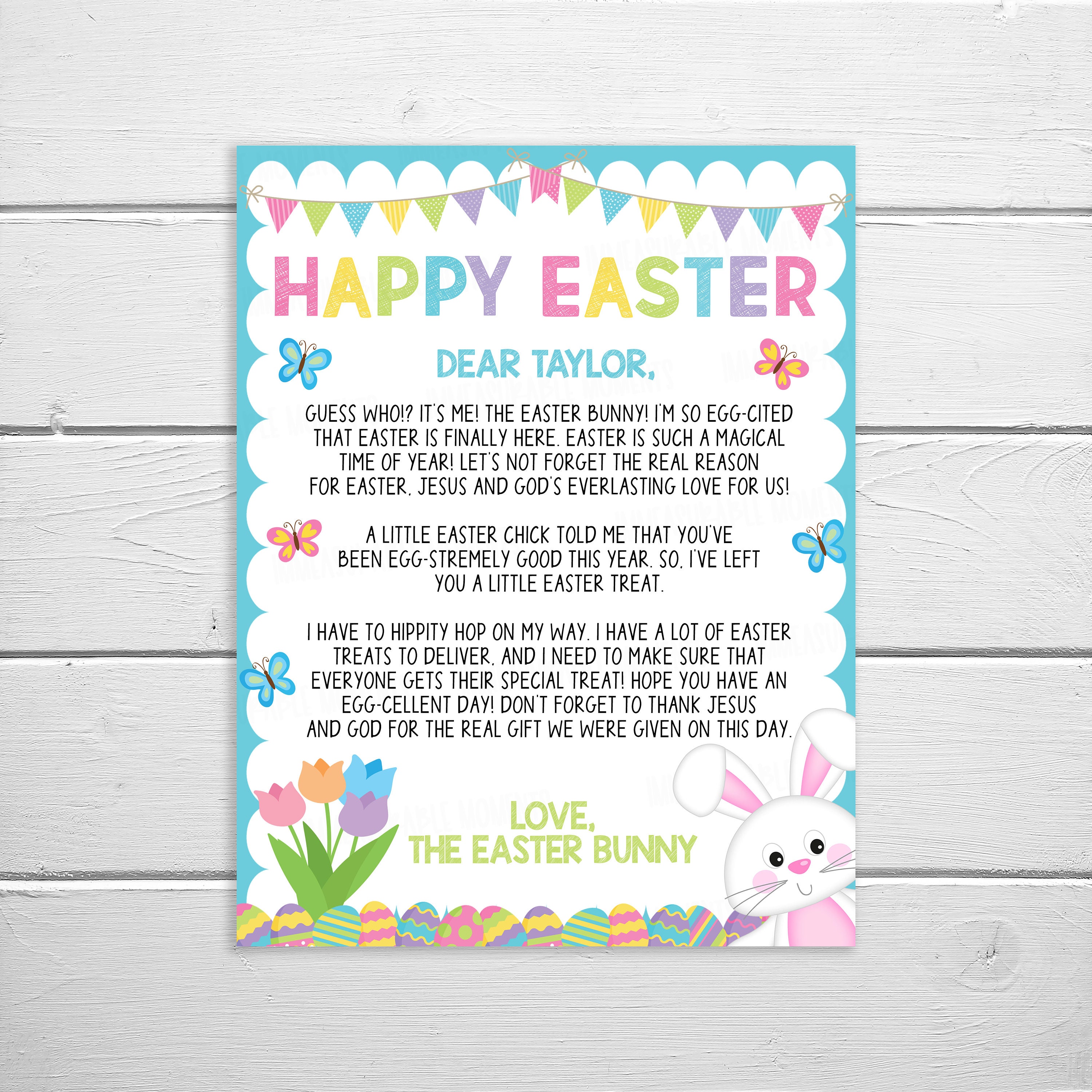 Easter Bunny Letter Template