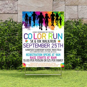 Color Run Flyer Invitation, Color Fun Dash Run Marathon 5K PTO PTA ...