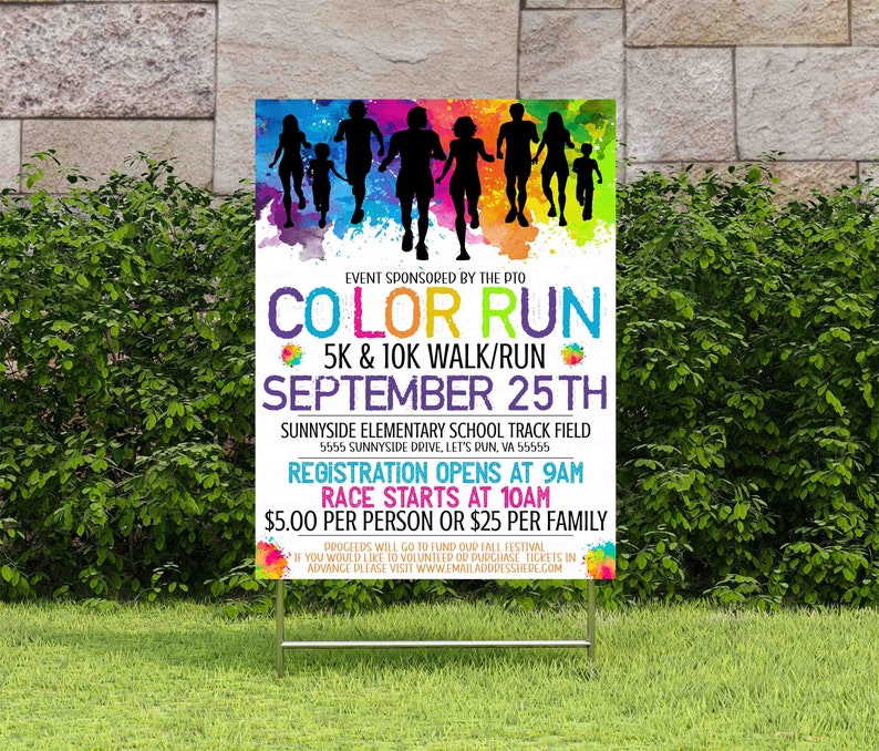 Color Run Flyer Invitation Color Fun Dash Run Marathon 5K PTO - Etsy