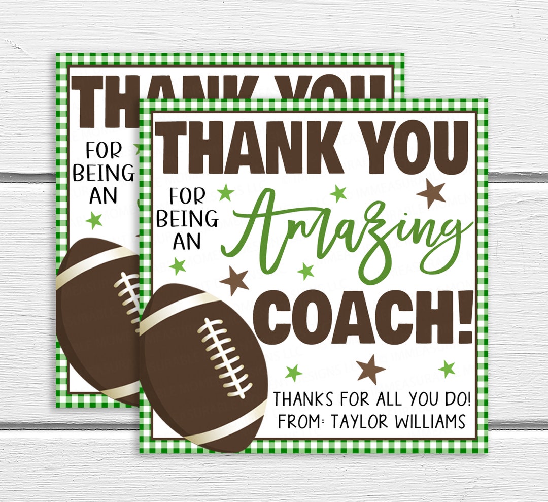 Soccer Coach Gift Tags, Thank You for Being an Amazing Coach, Sports ...