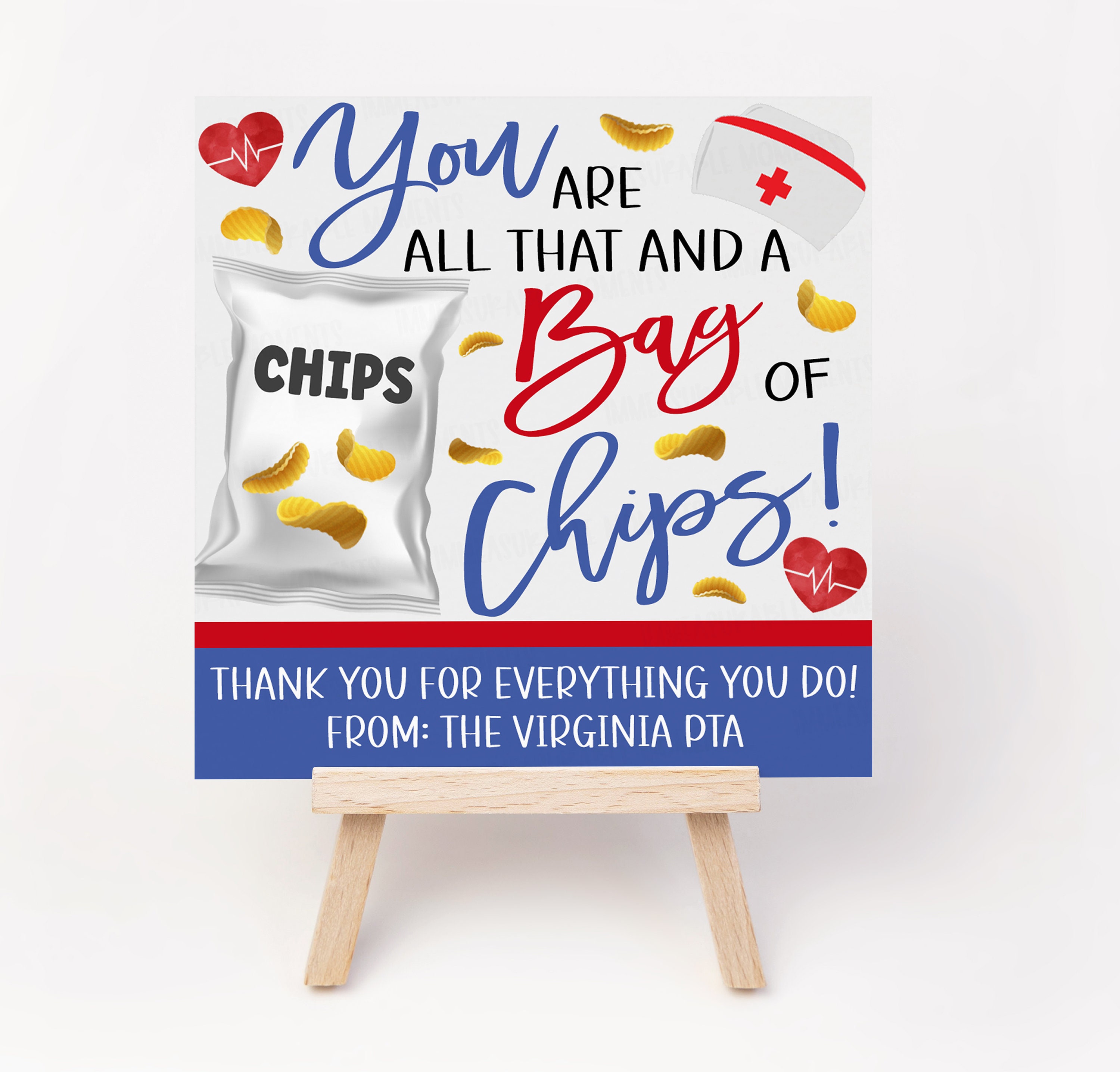 Nurse Appreciation Gift Tag Potato Chip Gift Editable | Etsy