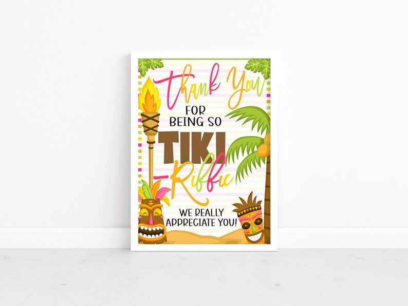 Thank You for Being Tiki-riffic Sign Tropical Beach Luau - Etsy