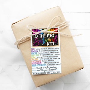PTO Survival Kit Gift Tag, Welcome to PTO Gift for New Members ...