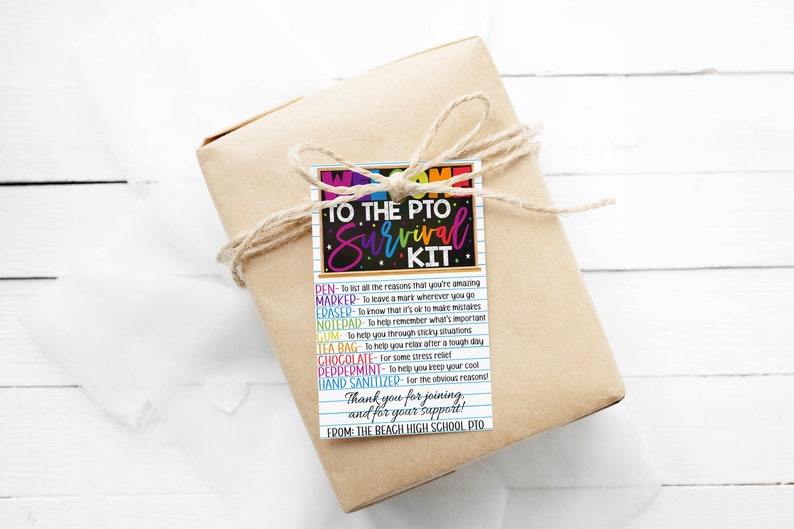 PTO Survival Kit Gift Tag, Welcome to PTO Gift for New Members ...
