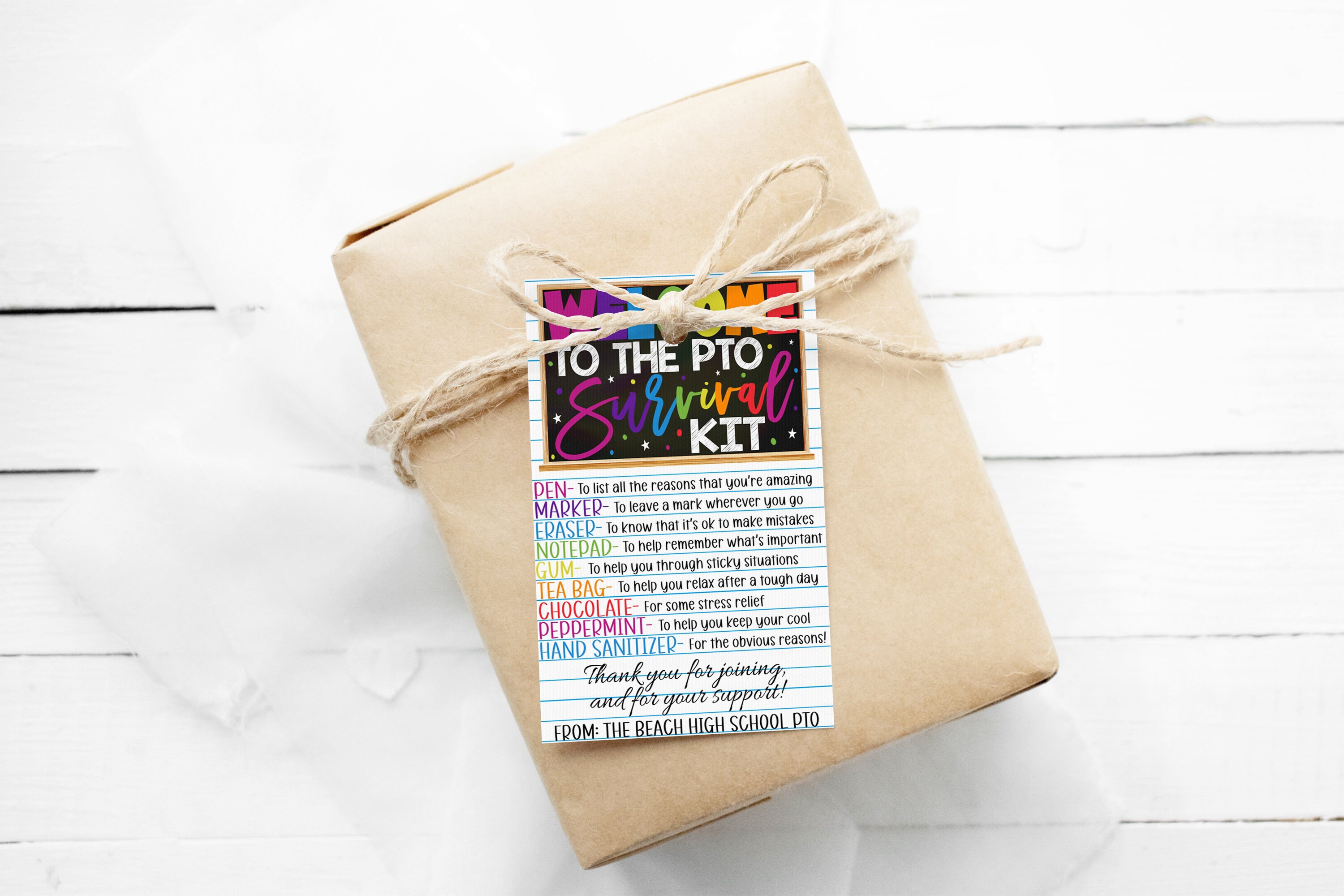 PTO Survival Kit Gift Tag, Welcome to PTO Gift for New Members ...