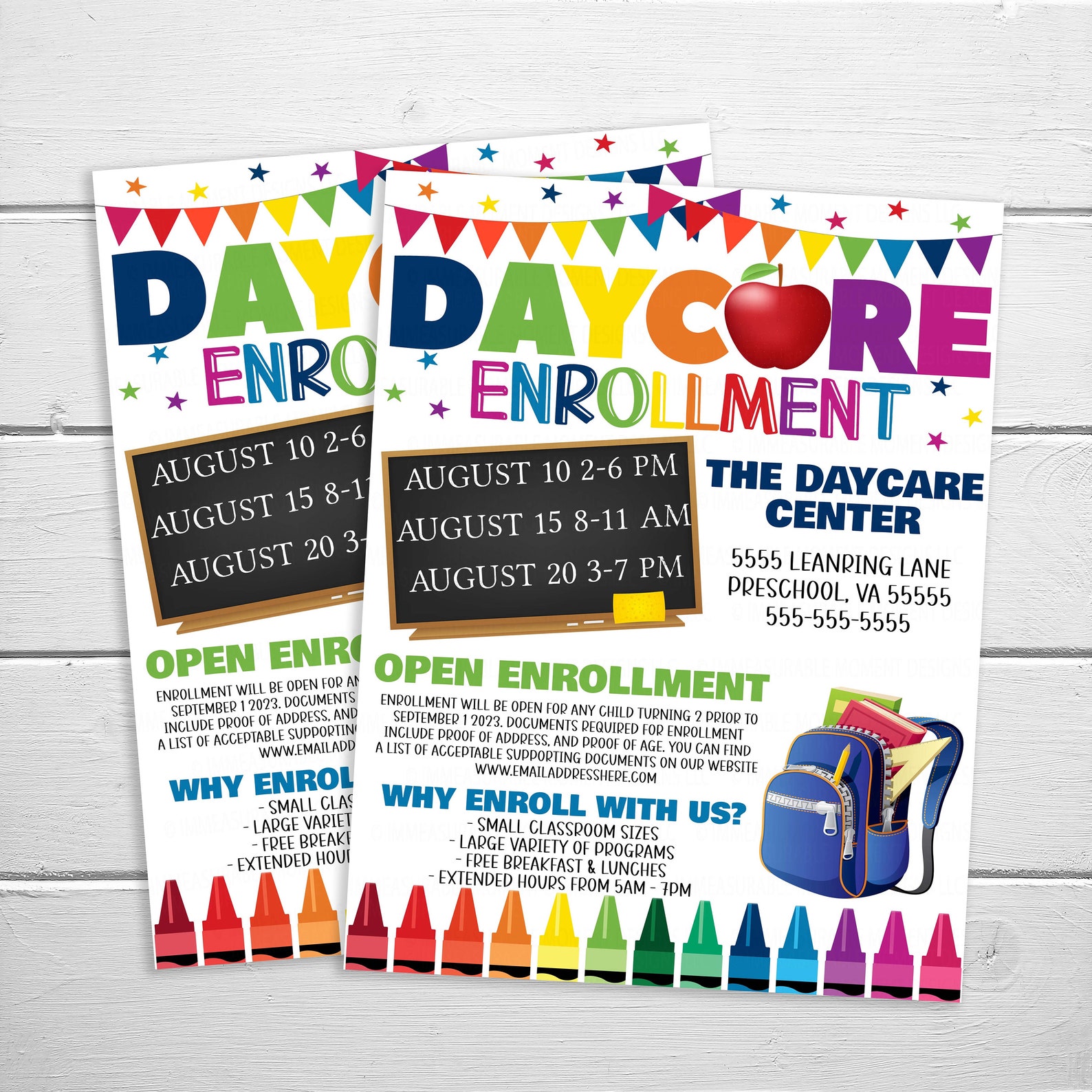 Daycare Enrollment Registration Flyer Editable Printable - Etsy