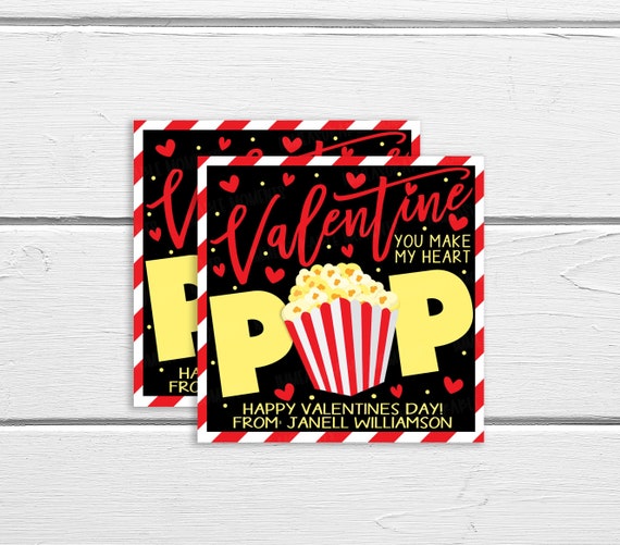 Valentine Popcorn Gift Tags, Editable Popcorn Gift Tag, You Make My ...