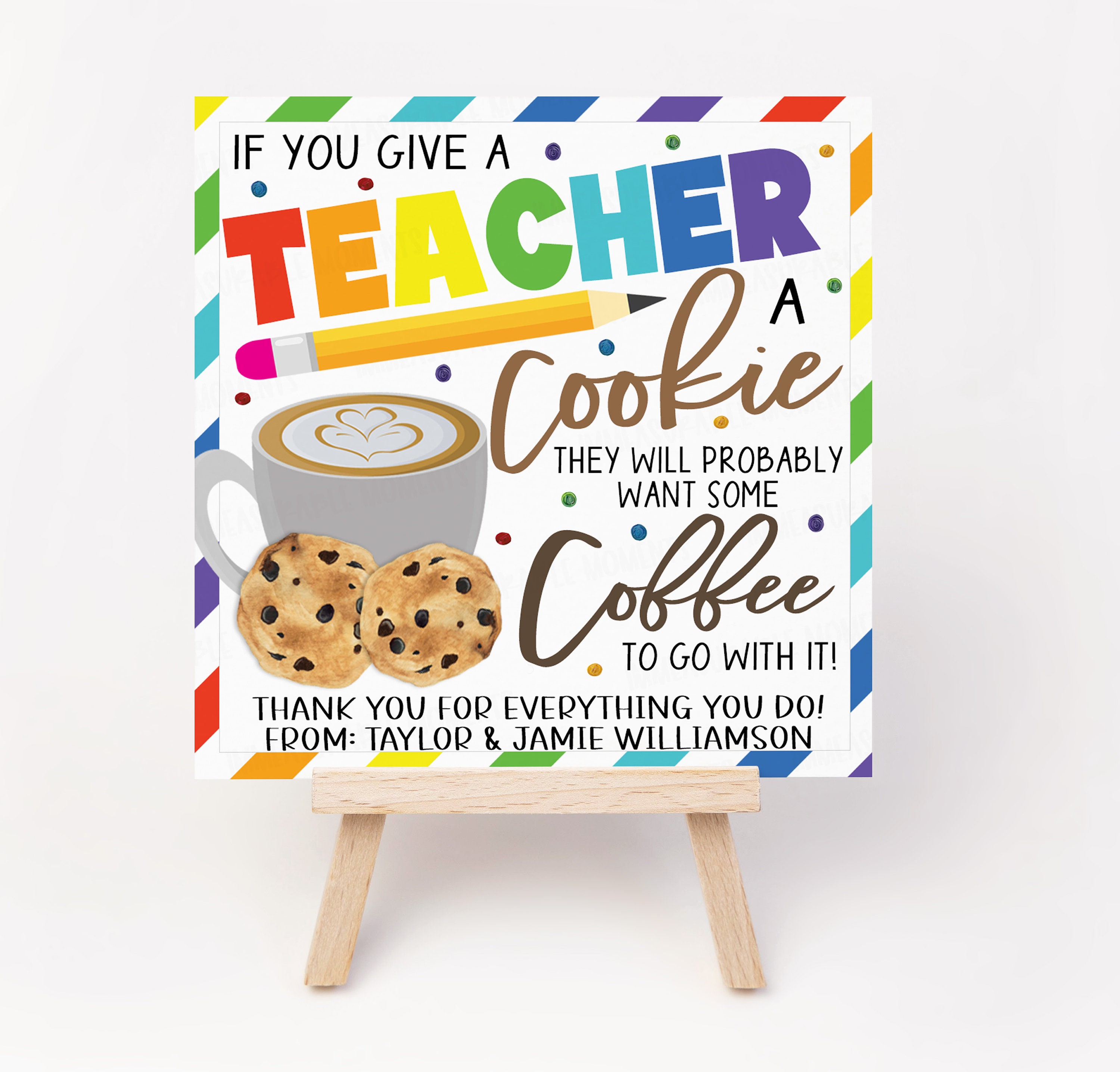 Teacher Appreciation Gift Tag, If You Give A Teacher Cookie Coffee ...