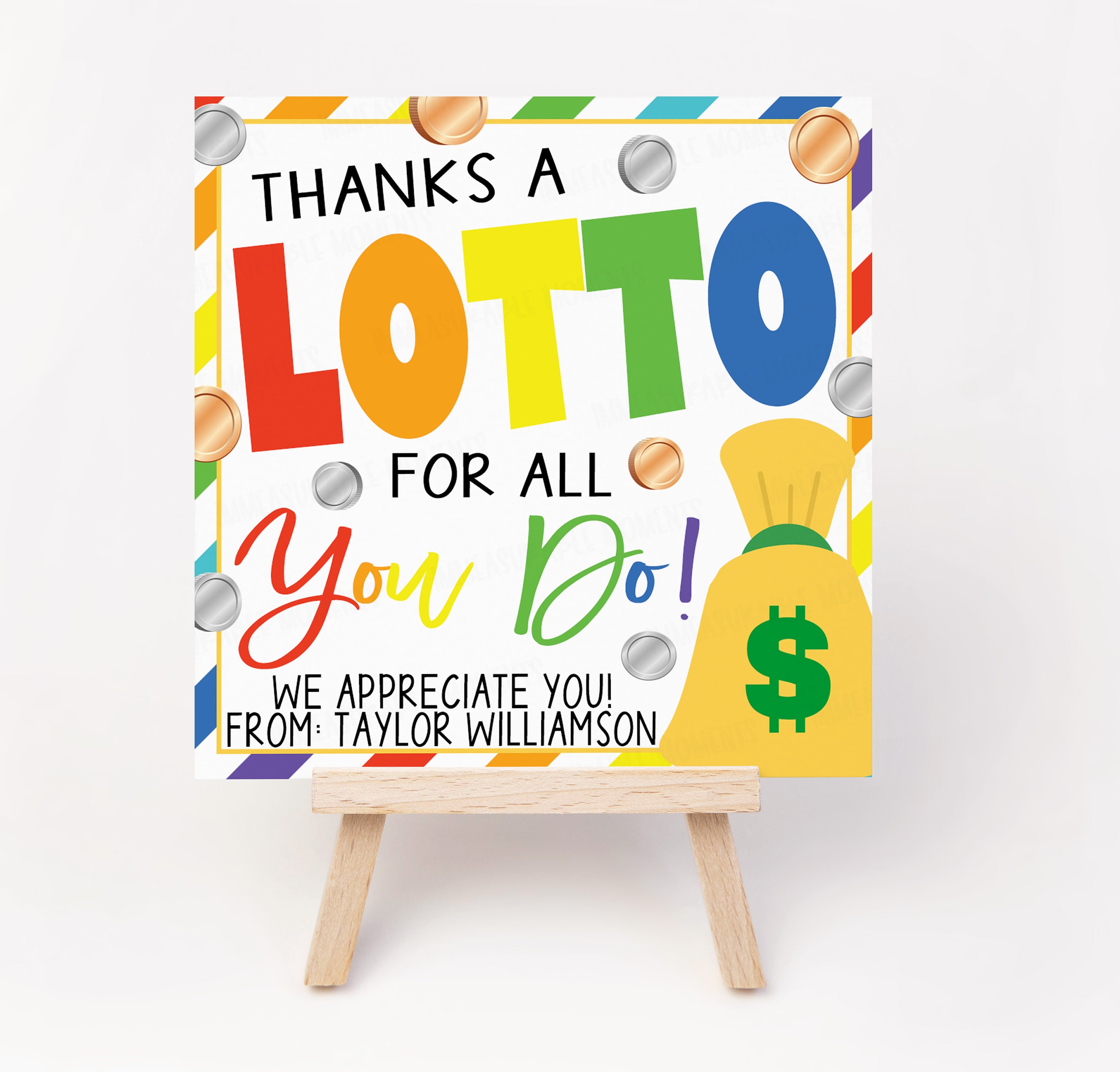 Lottery Gift Tag, Scratch off Ticket, Thanks A Lotto for All You Do ...