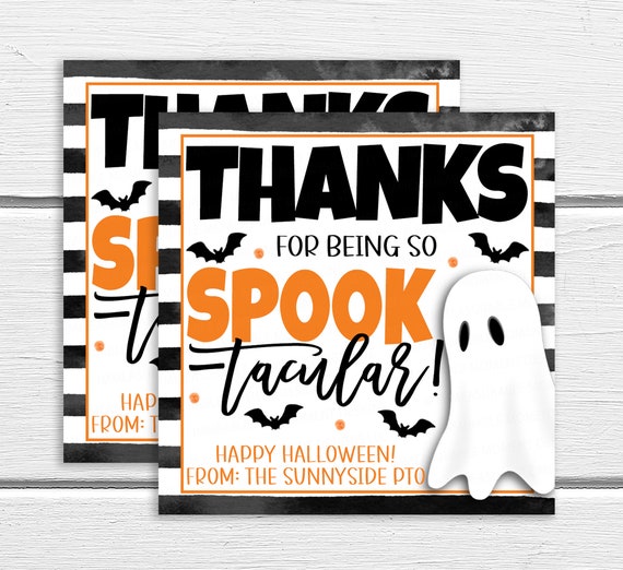Halloween Gift Tags, Thanks For Being Spook-tacular, School Student ...