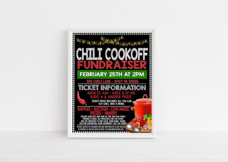 Chili Cookoff Fundraiser Flyer Editable Chili Cook-off Church - Etsy
