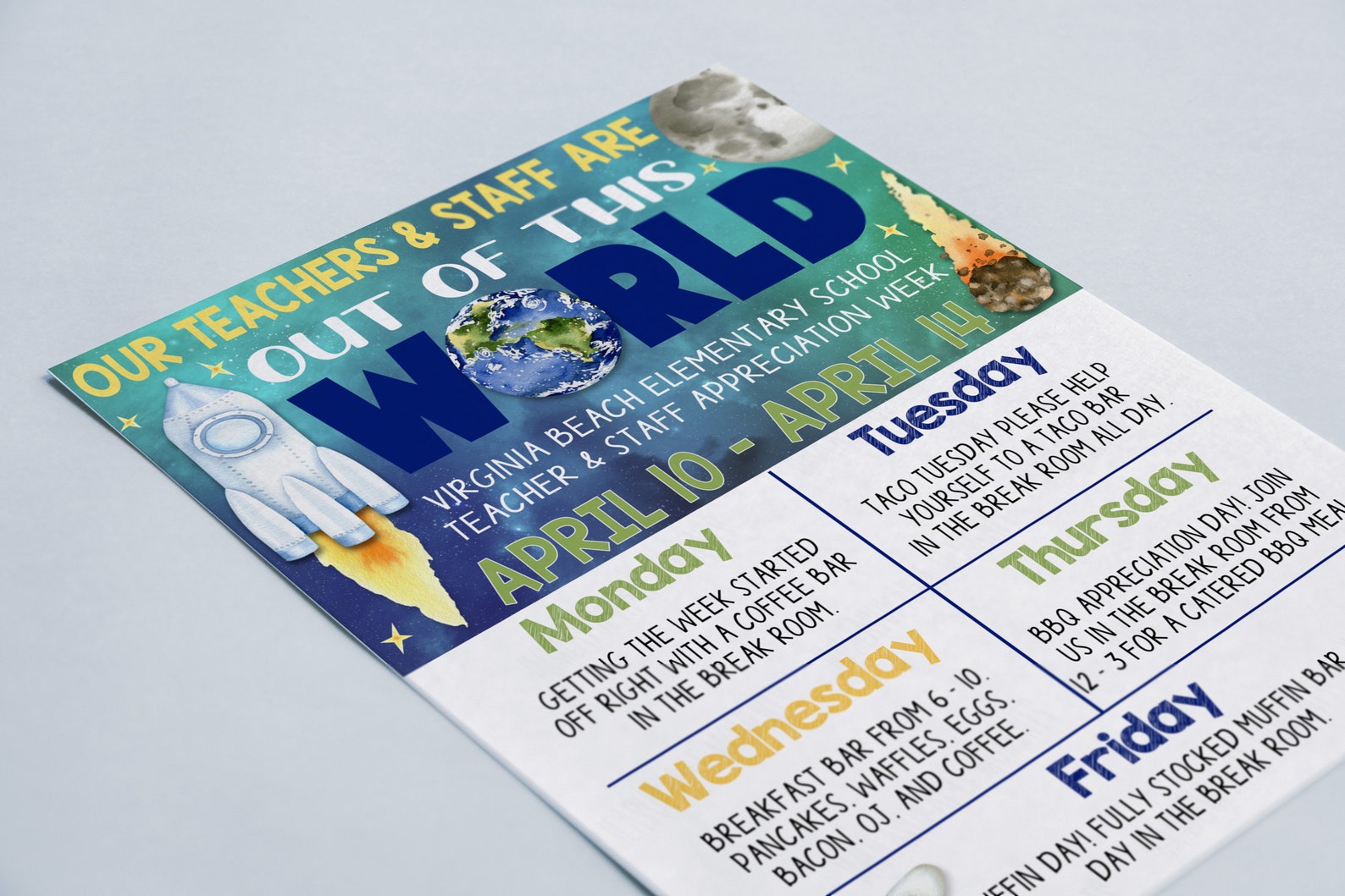 Space Teacher Appreciation Week Itinerary Out of This World - Etsy