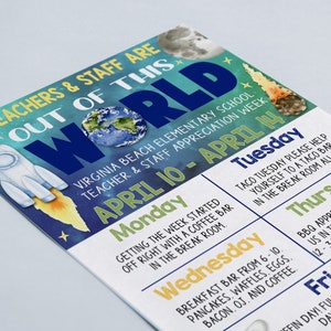 Space Teacher Appreciation Week Itinerary, Out of This World Space ...