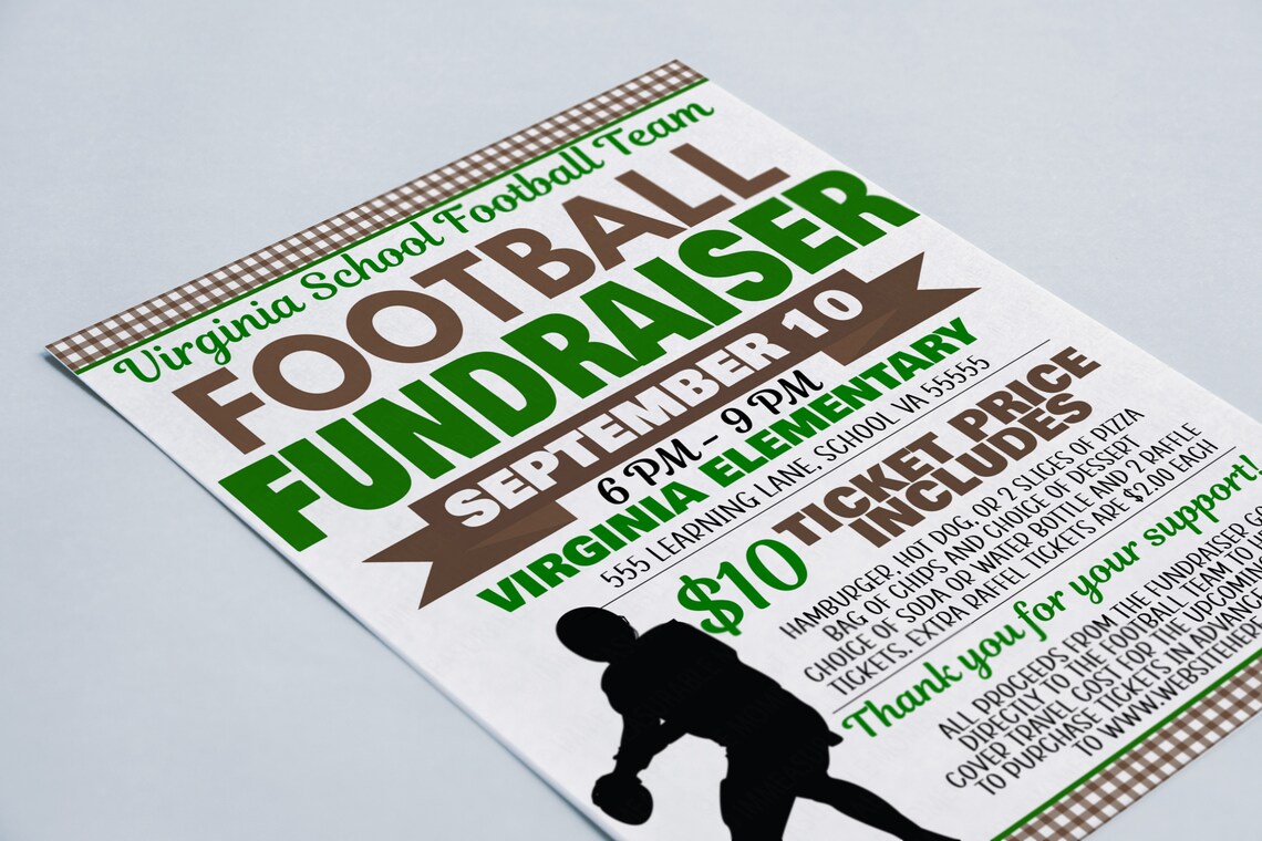 Football Fundraiser Flyer Editable Printable PTA PTO Flyer - Etsy