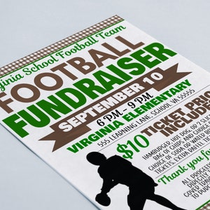Football Fundraiser Flyer, Editable Printable PTA PTO Flyer Invitation ...
