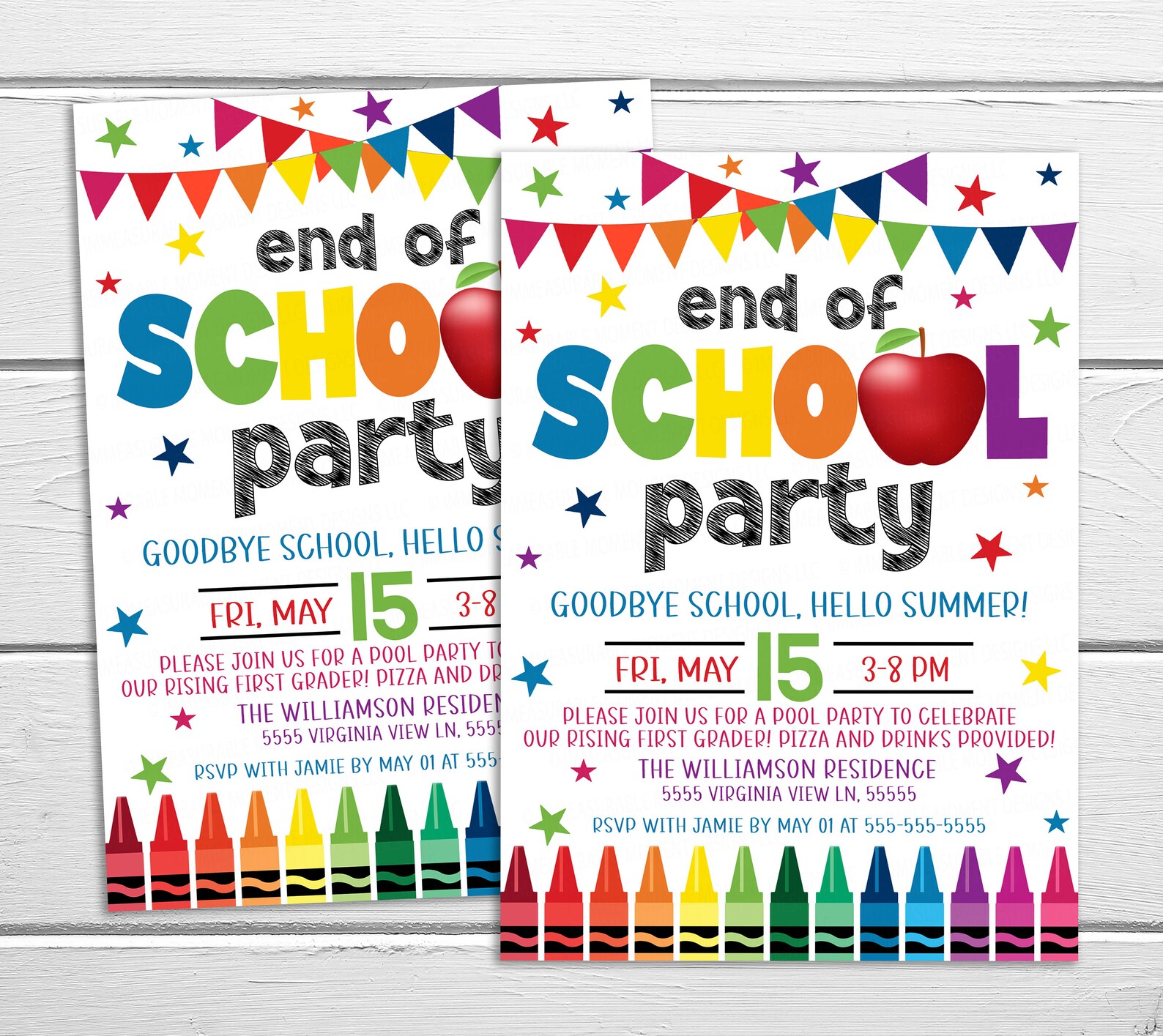 End of School Party Invitation, Editable Last Day of School Party ...
