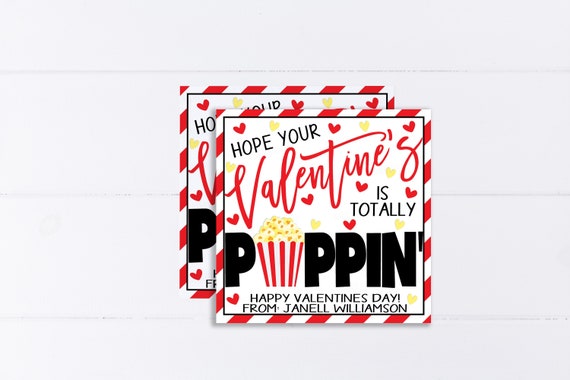 Valentine Popcorn Gift Tags, Editable Popcorn Gift Tag, Hope Your ...