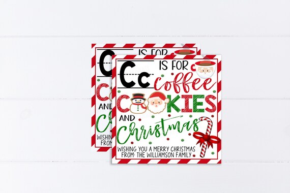 Coffee Cookie Christmas Gift Tag, Editable Teacher Daycare Gift Tag ...