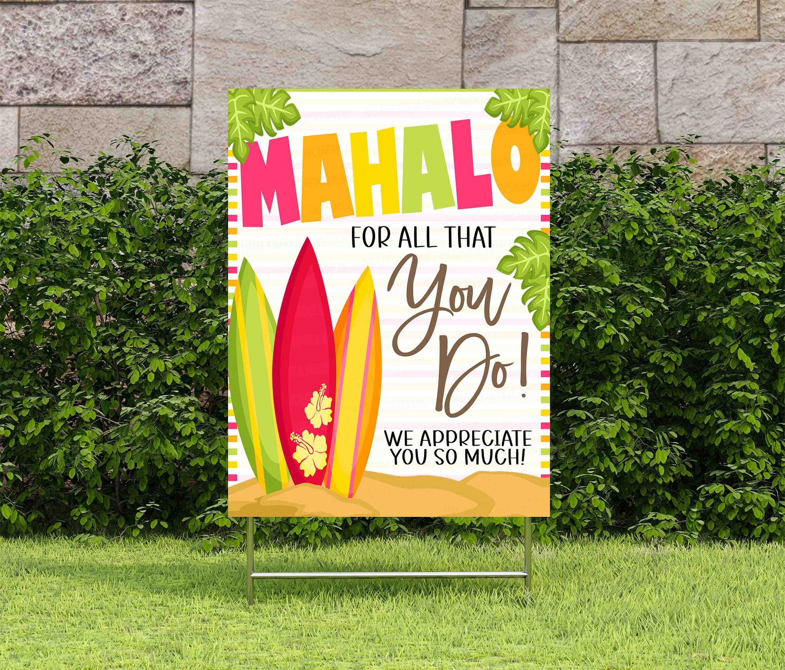 Mahalo Thank You Sign Printable Hawaiian Tropical Beach - Etsy