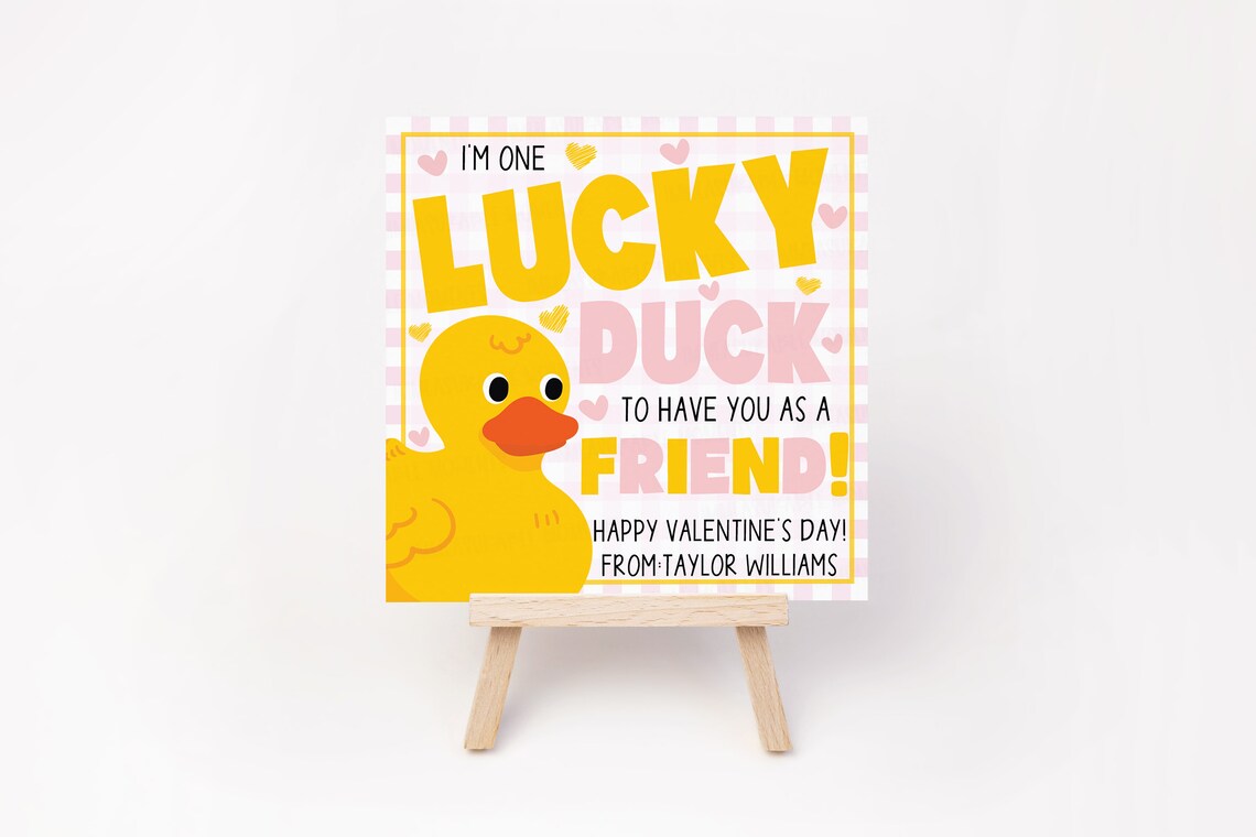 Rubber Duck Gift Tag, Editable Valentine Daycare Preschool School Early ...