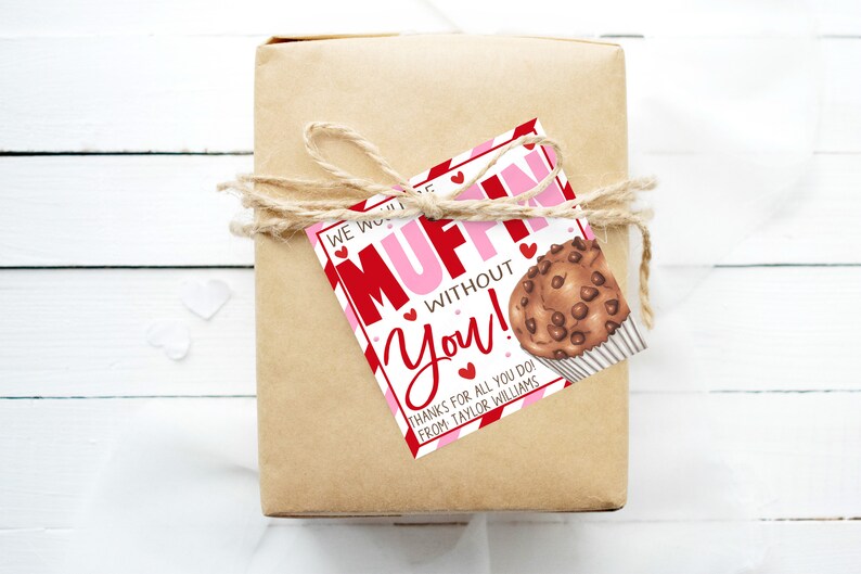 Valentine Muffin Appreciation Gift Tag Editable Thank You - Etsy