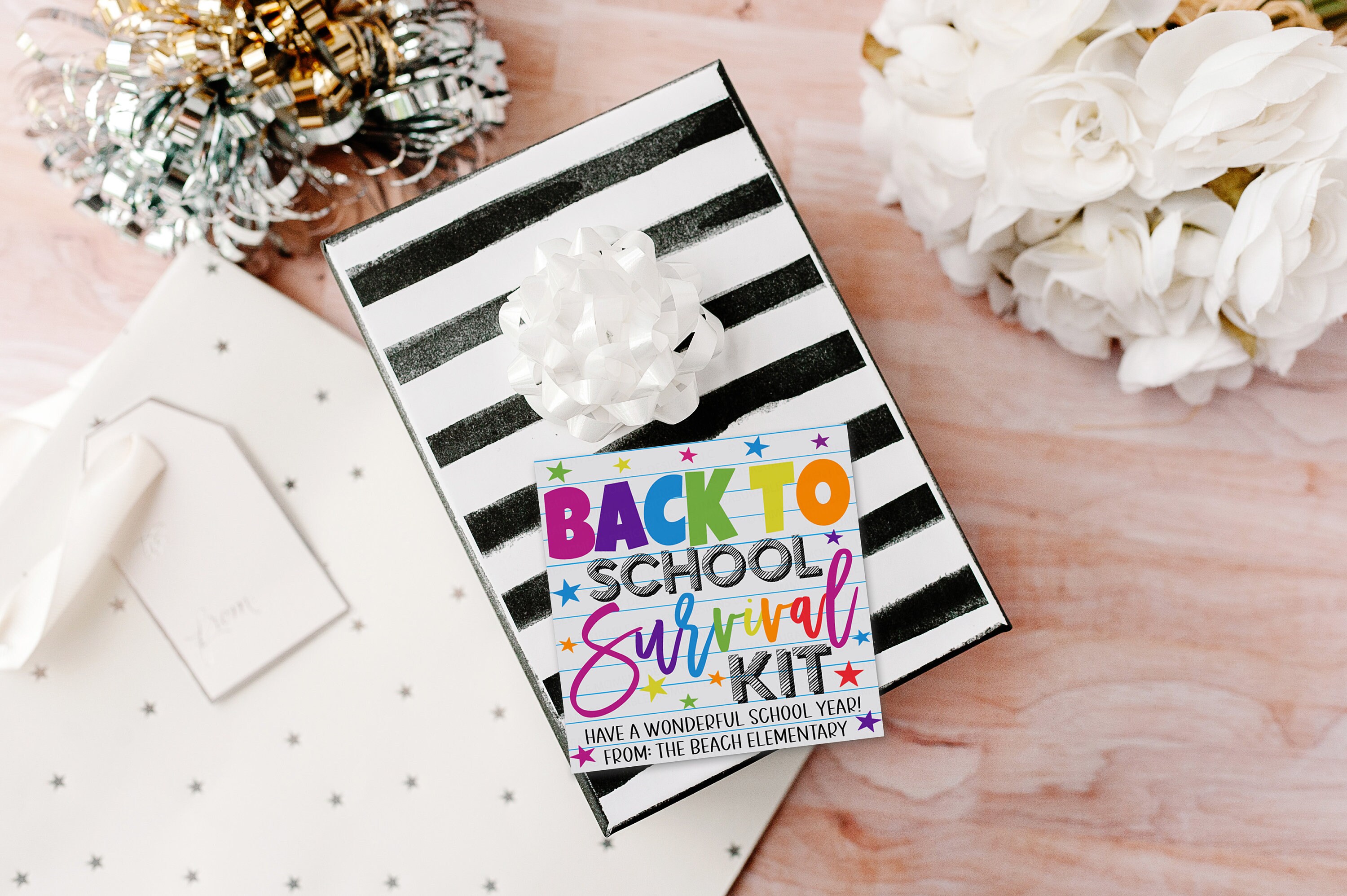 Back to School Survival Kit Gift Tag, Printable Editable Gift Bag Tag ...