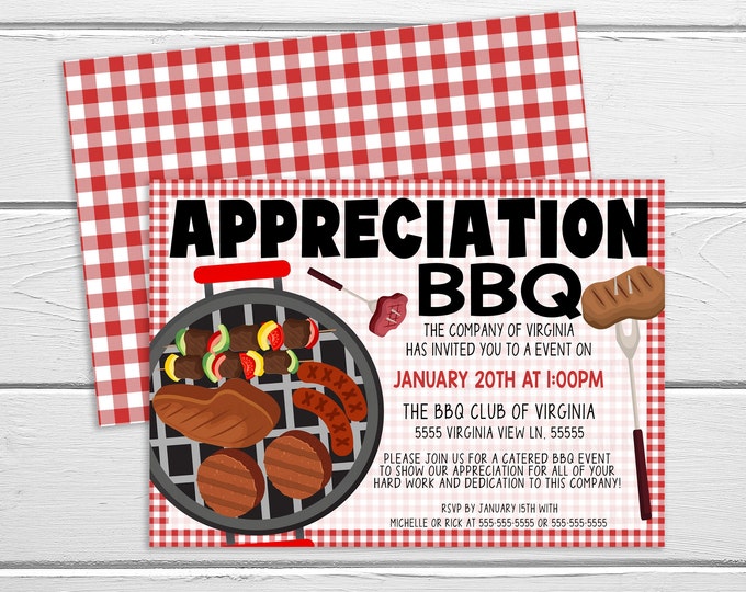 Appreciation BBQ Party Invitation, Customer Client Thank You Event ...