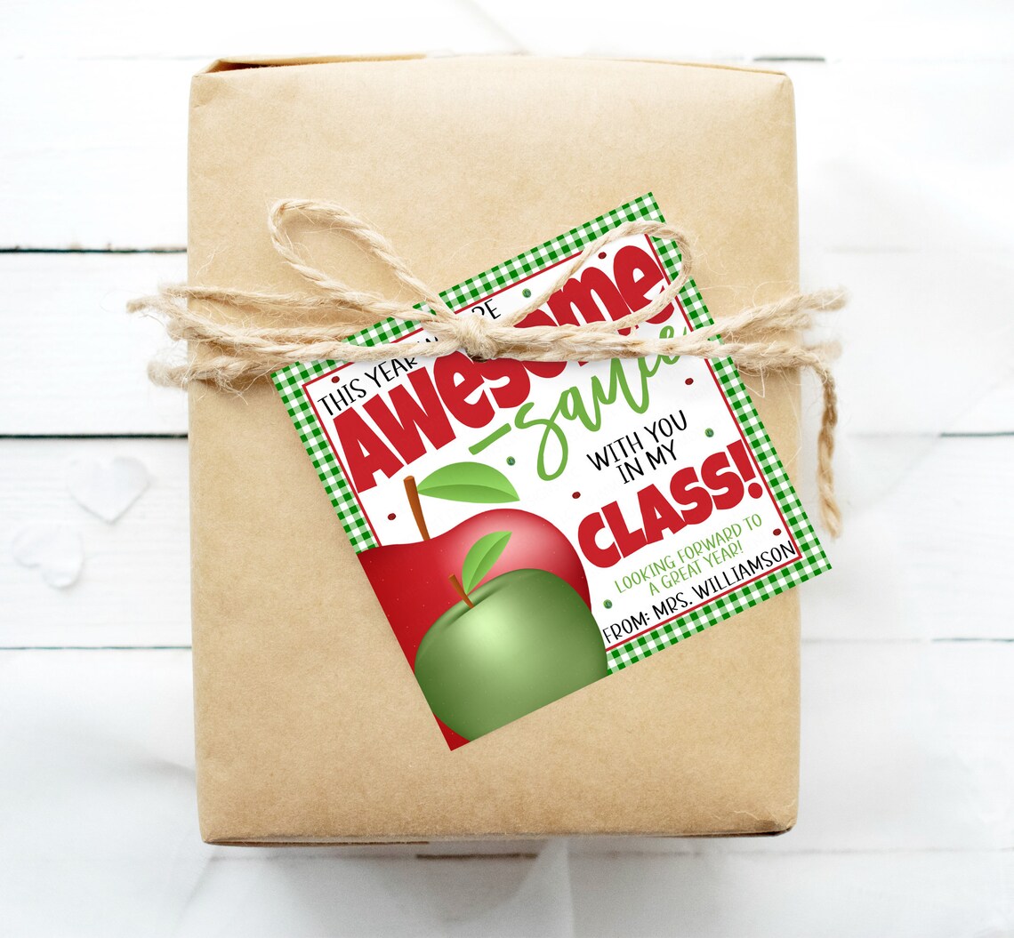 Back to School Applesauce Gift Tags, Squeeze Pouch Label, You're ...