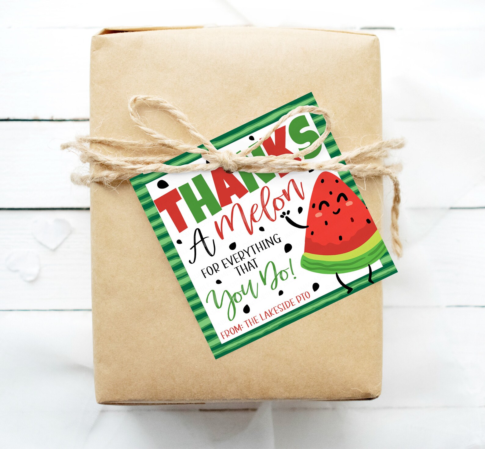 Watermelon Appreciation Gift Tags, Thanks A Melon, Teacher Staff School ...