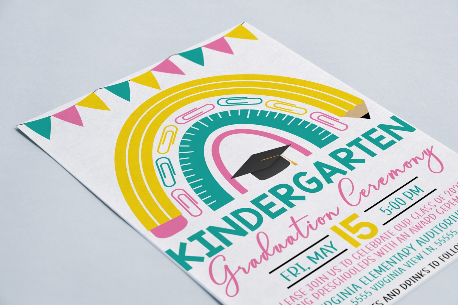 Editable Kindergarten Graduation Celebration Invitation Prek | Etsy