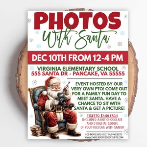 Photos With Santa Flyer, Pictures With Santa Fundraiser, Kids Christmas ...