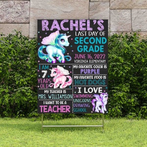 Editable Unicorn Last Day of School Sign, Any Age Grade, First Day of ...