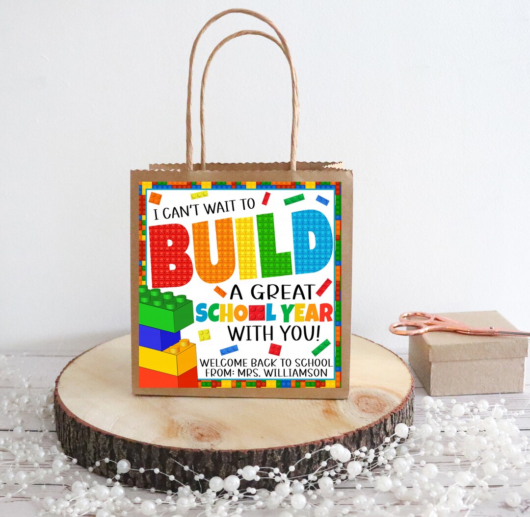 Back to School Building Blocks Gift Tags, Students Classmates Classroom ...