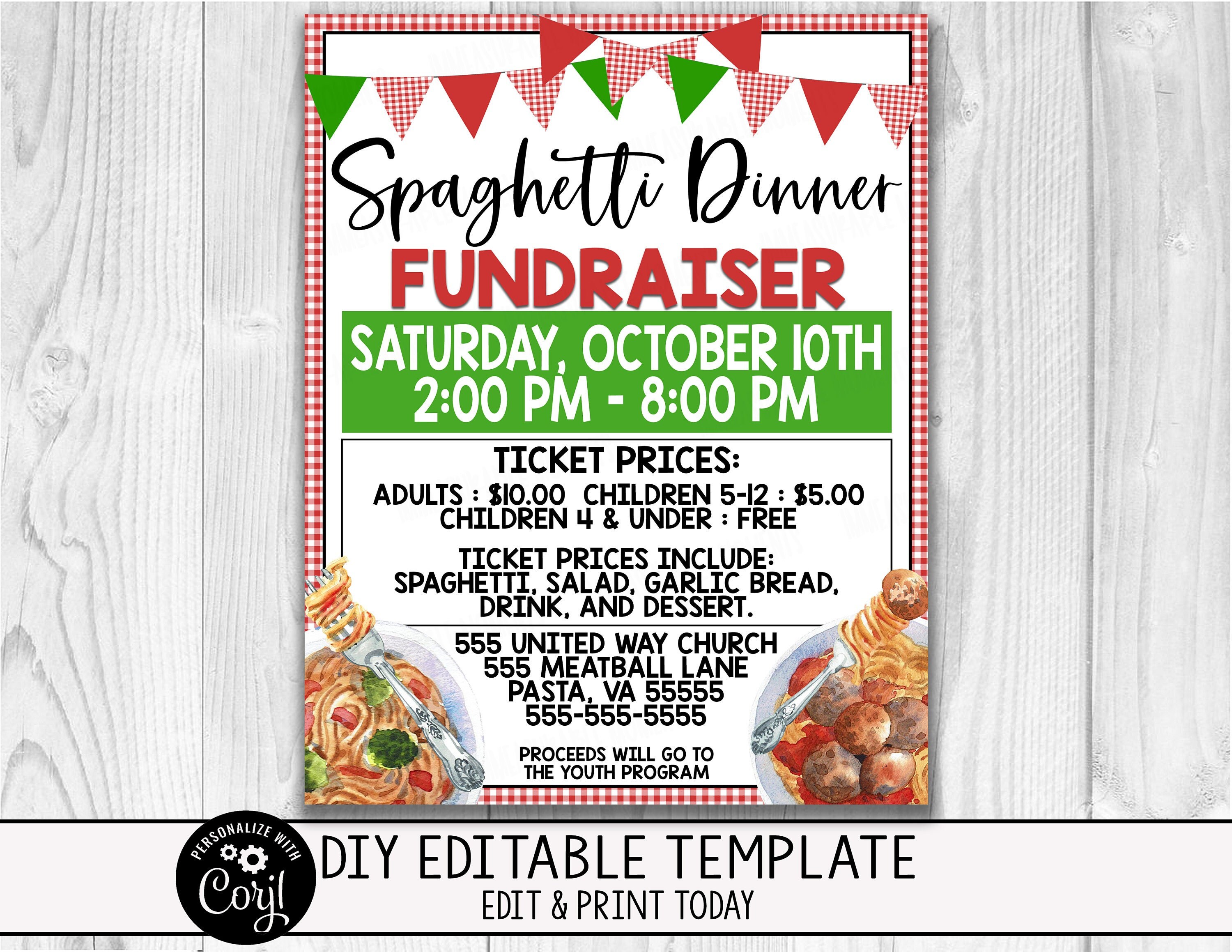 Spaghetti Fundraiser Flyer