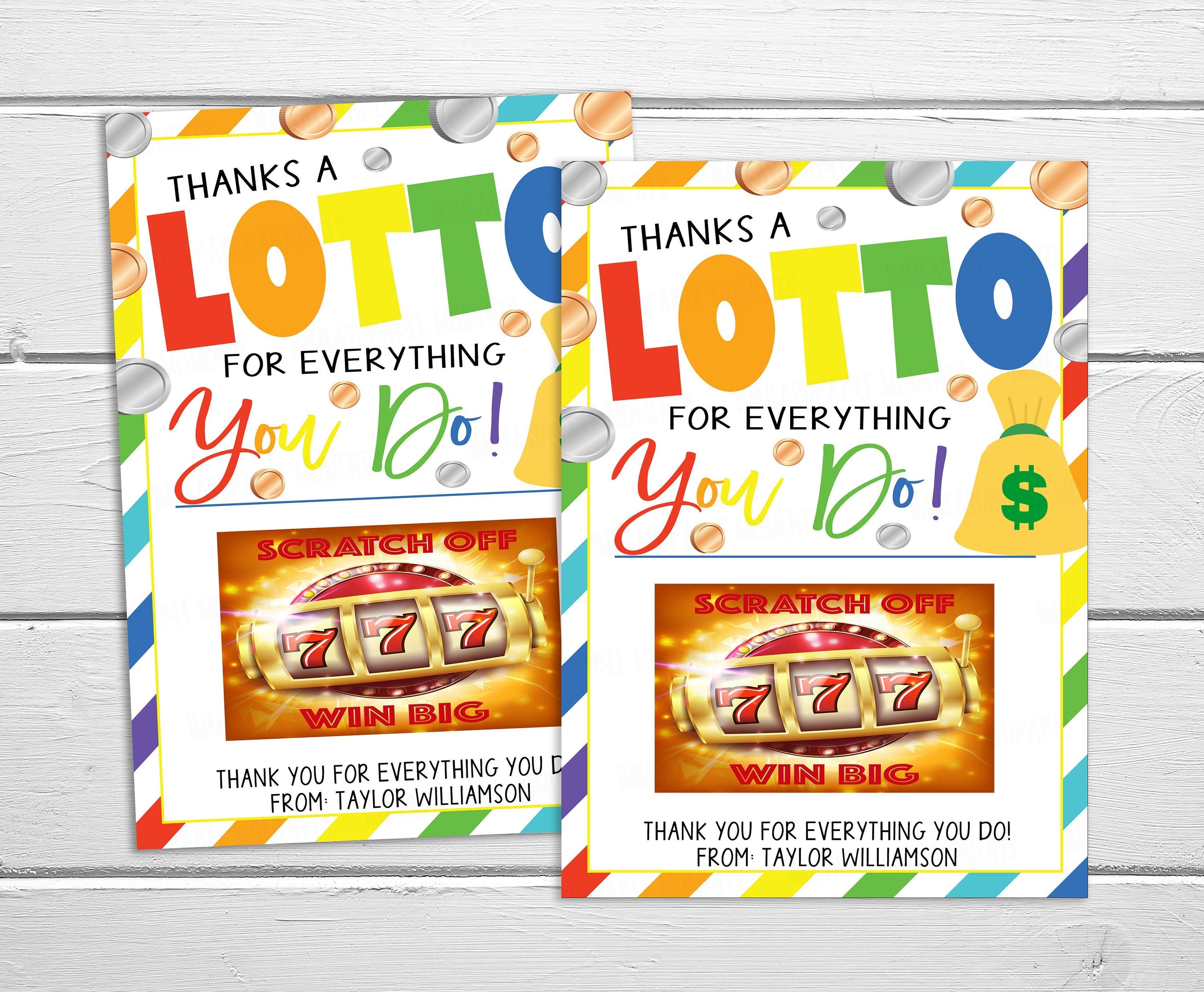 Lottery Gift Card Holder, Scratch off Ticket, Thanks A Lotto for All ...