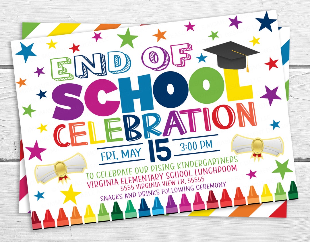 End of School Invitation, Celebration Party Invite, Prek Pre-k ...