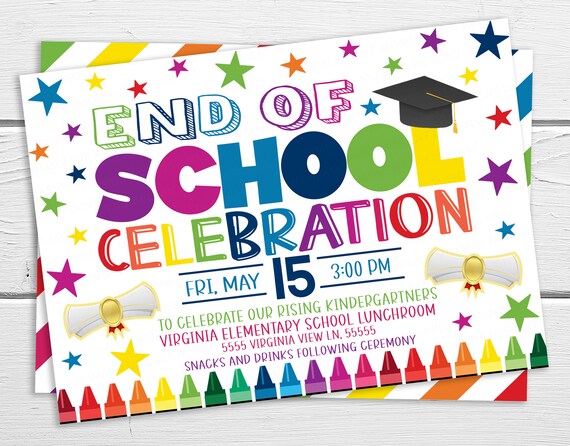 End of School Invitation Celebration Party Invite Prek Pre-k | Etsy
