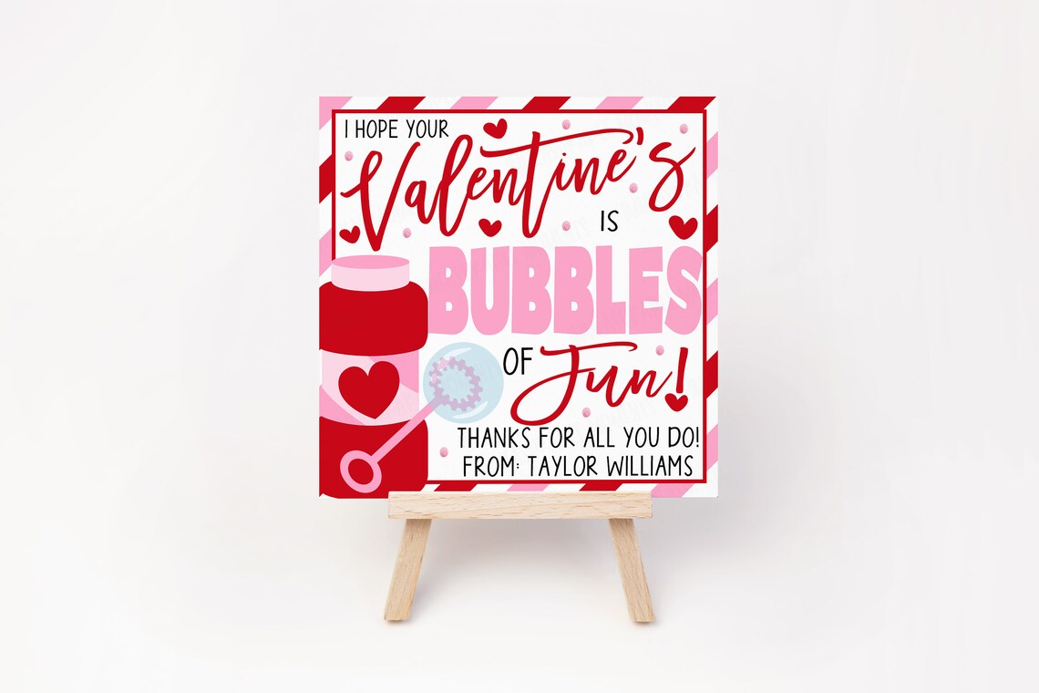 Valentine Bubble Gift Tags Editable Hope Your Valentine's | Etsy