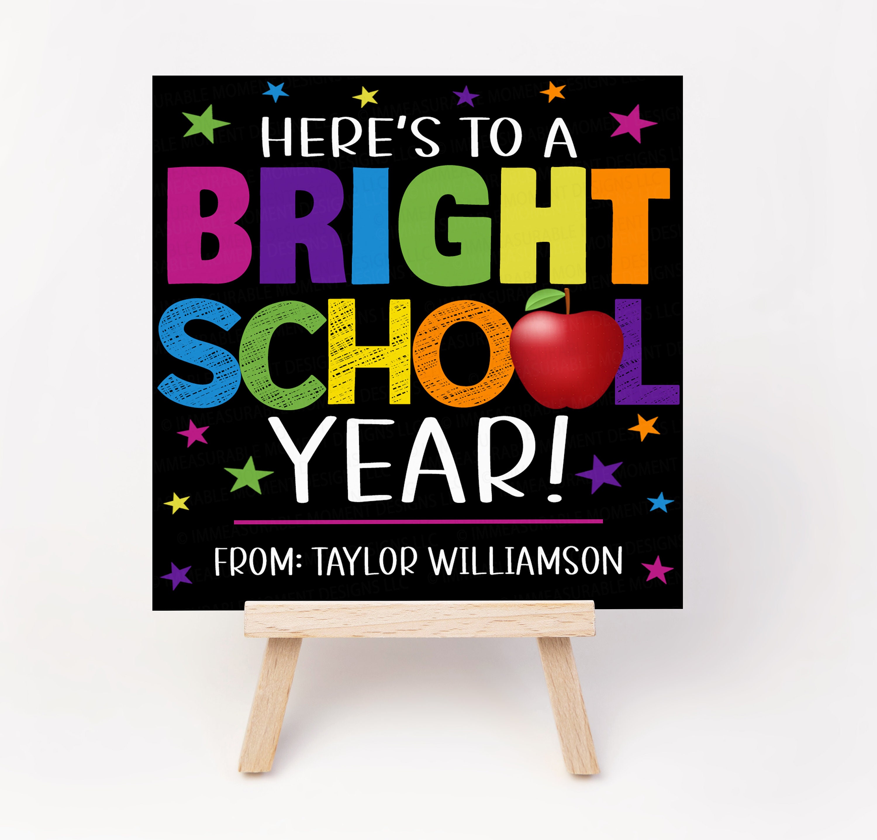 Back to School Gift Tag, Here's to A Bright School Year, First Day of ...