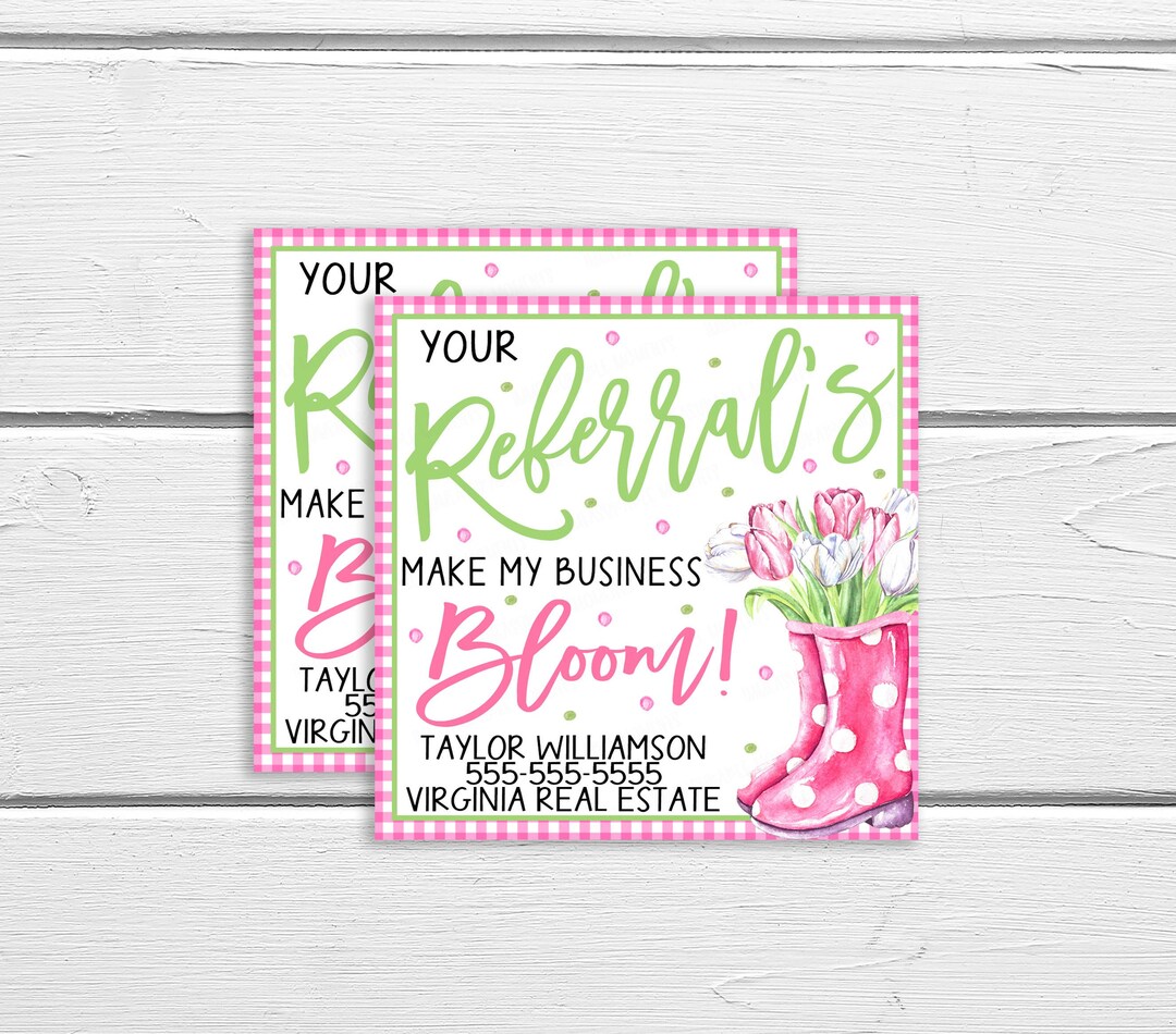 Spring Referral Marketing Tags, Pop-by Tags, Your Referral's Make My ...