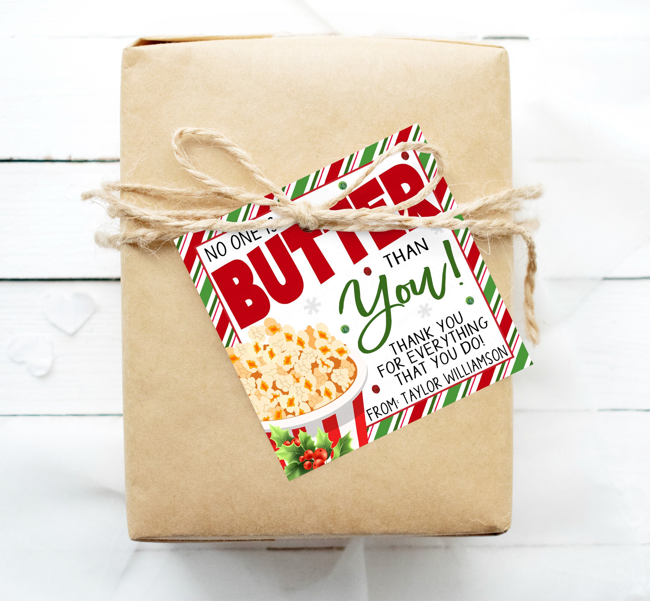 Christmas Popcorn Appreciation Gift Tags, Holiday Popcorn Favor Tag, No ...