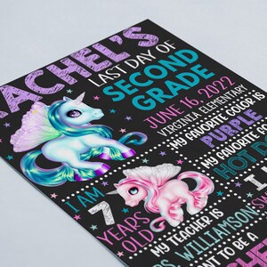 Editable Unicorn Last Day of School Sign, Any Age Grade, First Day of ...