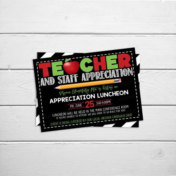 Teacher Appreciation Luncheon Invitation, Teacher And Staff Lunch ...