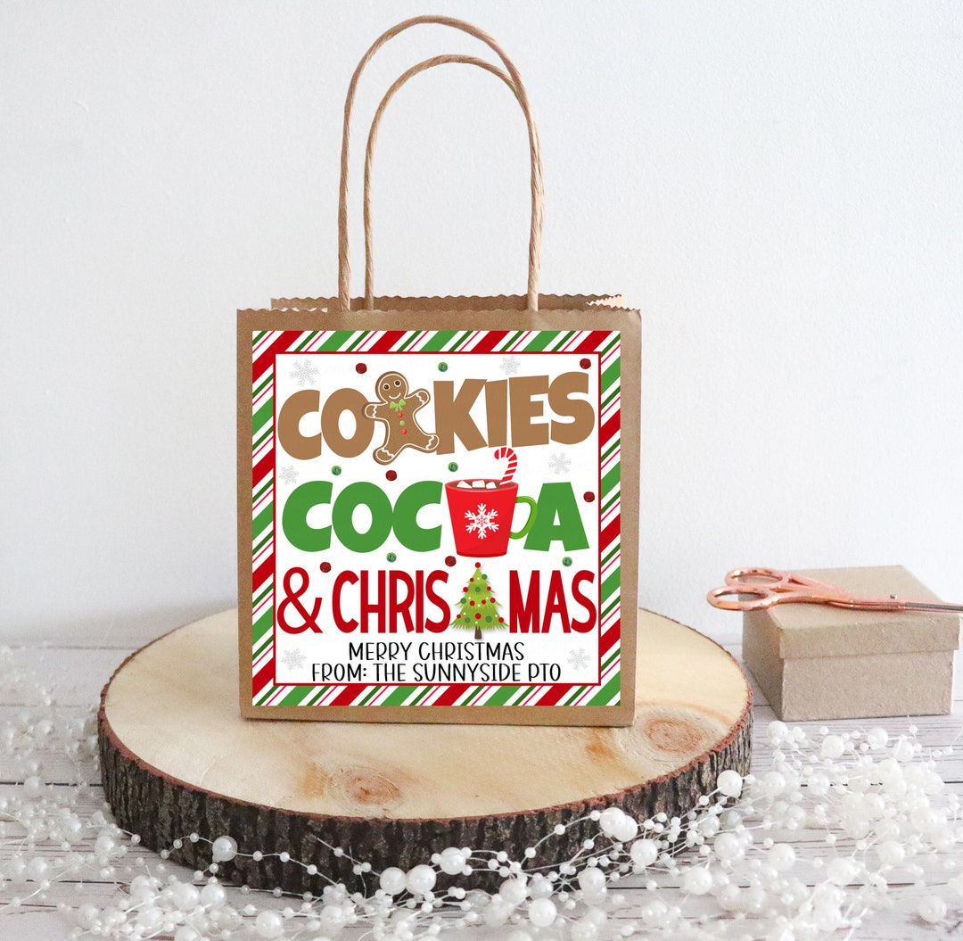 Christmas Cookie Cocoa Gift Tags, Cookie Caffeine, Appreciation Label ...